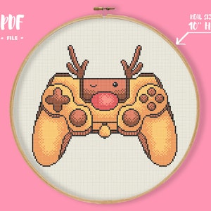Set 4 Gaming Cross Stitch Pattern, Game Controller Christmas Gift Idea ...