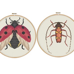 9 Beetle Set Cross Stitch Pattern, Bug Insect Embroidery, Nature ...