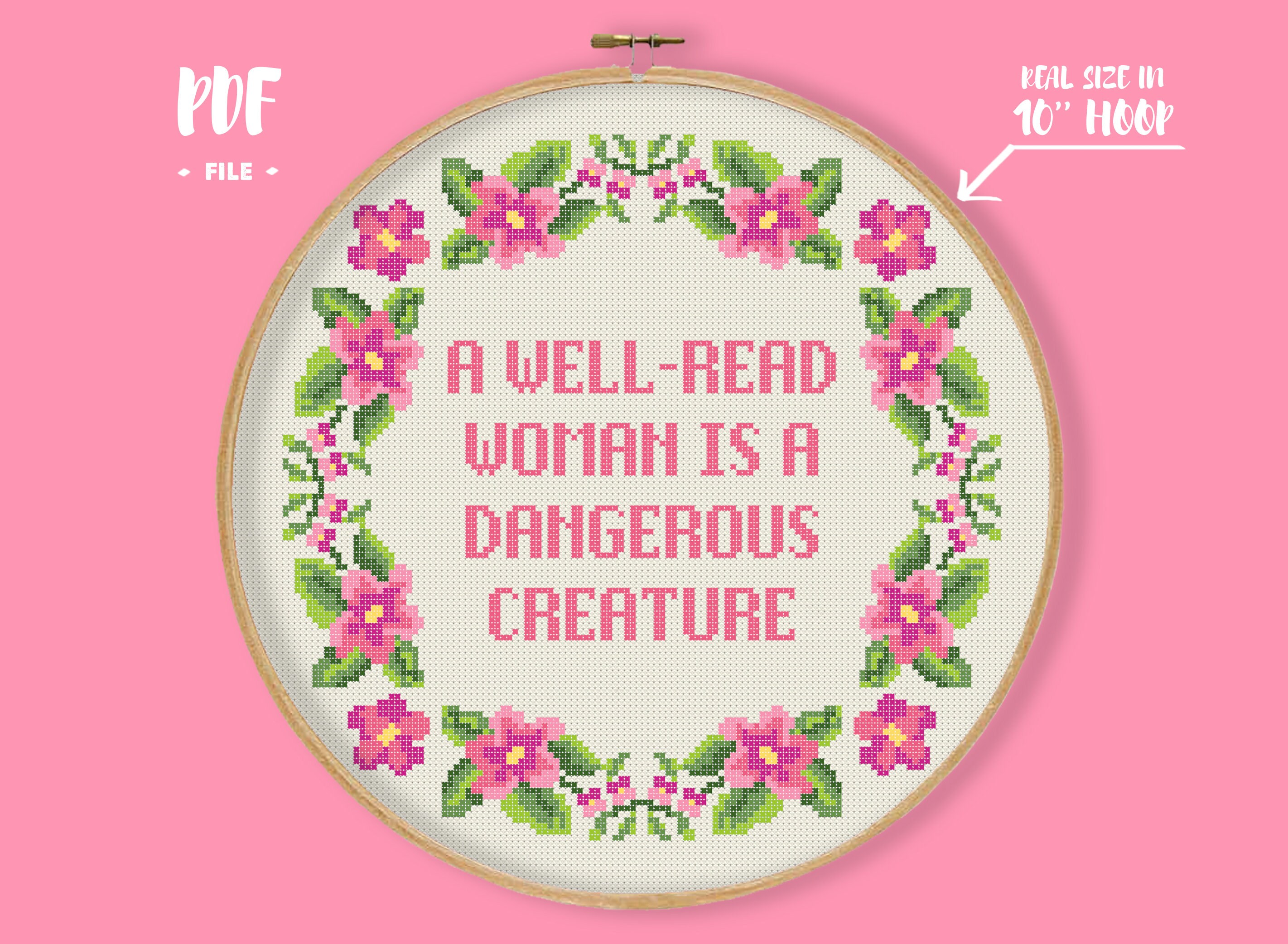A Well-Read Woman Is A Dangerous Creature Cross Stitch | Etsy