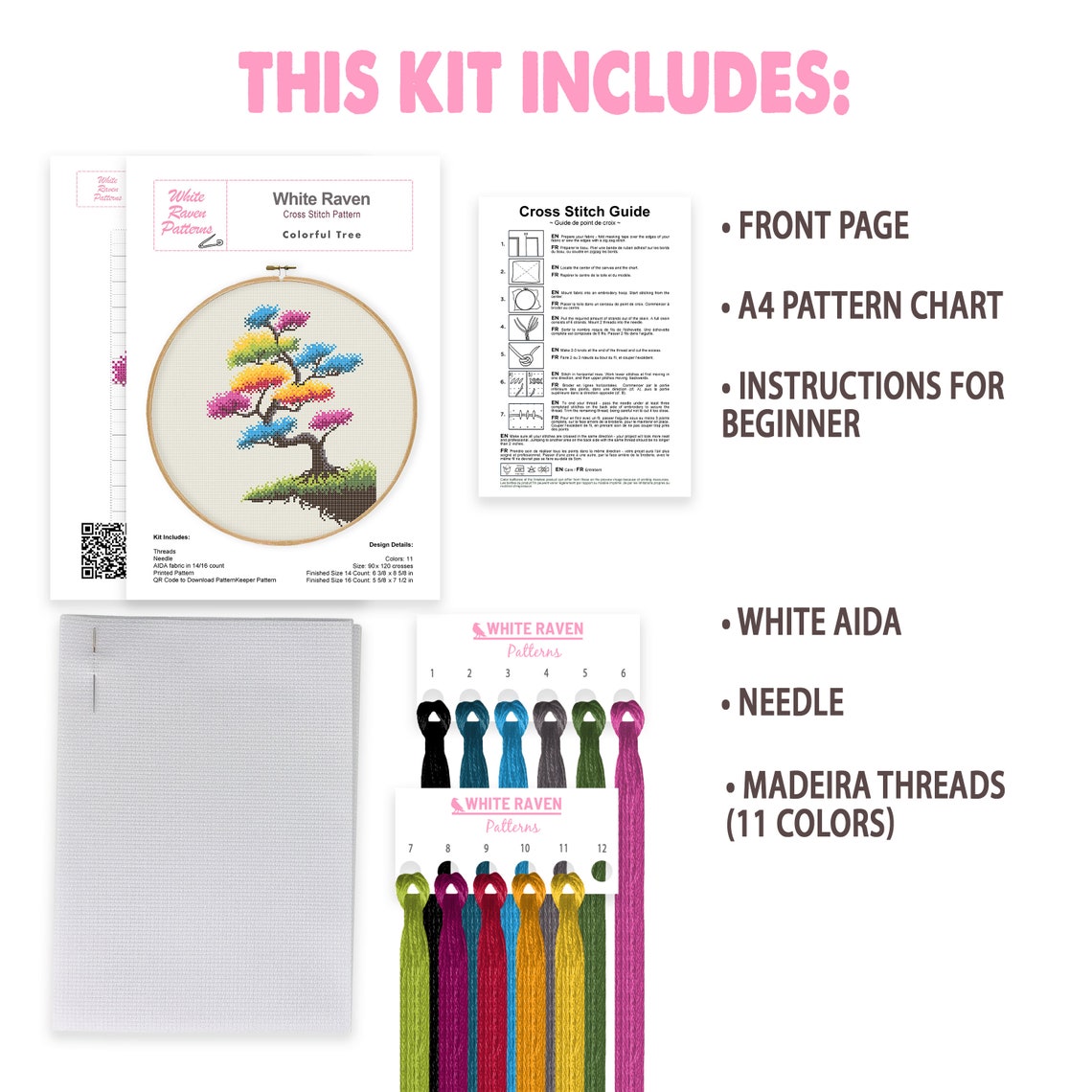 Colorful Tree Cross Stitch Kit, Unreal Dream Multicolor Blooming Tree ...