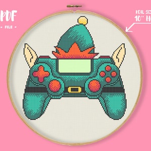 Set 4 Gaming Cross Stitch Pattern, Game Controller Christmas Gift Idea ...