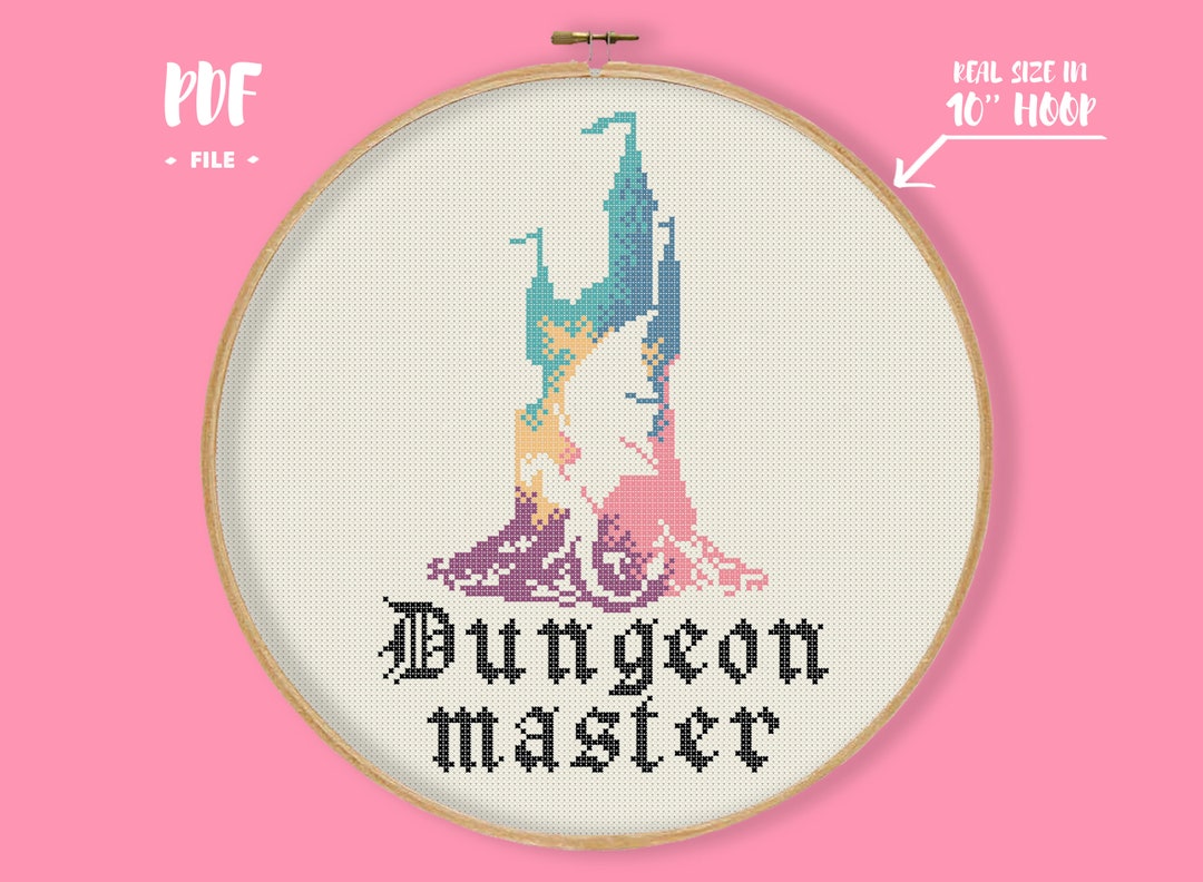 Dungeon Master Cross Stitch Pattern, Role Play Tabletop Embroidery, Dnd ...