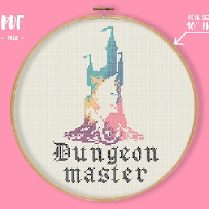 Dungeon Master Cross Stitch Pattern, Role Play Tabletop Embroidery, Dnd ...