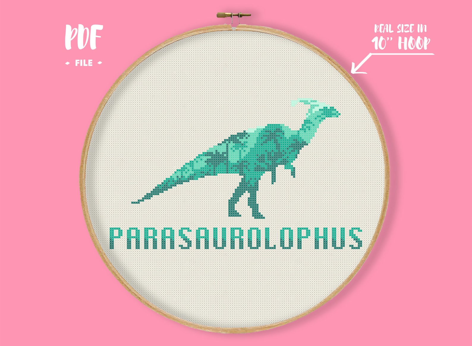 Parasaurolophus Cross Stitch Pattern Teal Dino Needlepoint - Etsy