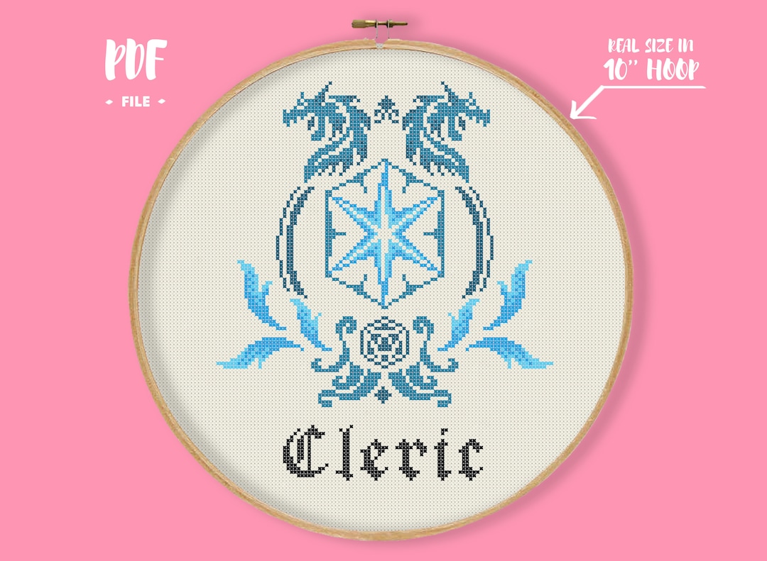 RPG Cleric Cross Stitch Pattern, Role Play Tabletop Embroidery, Dnd ...