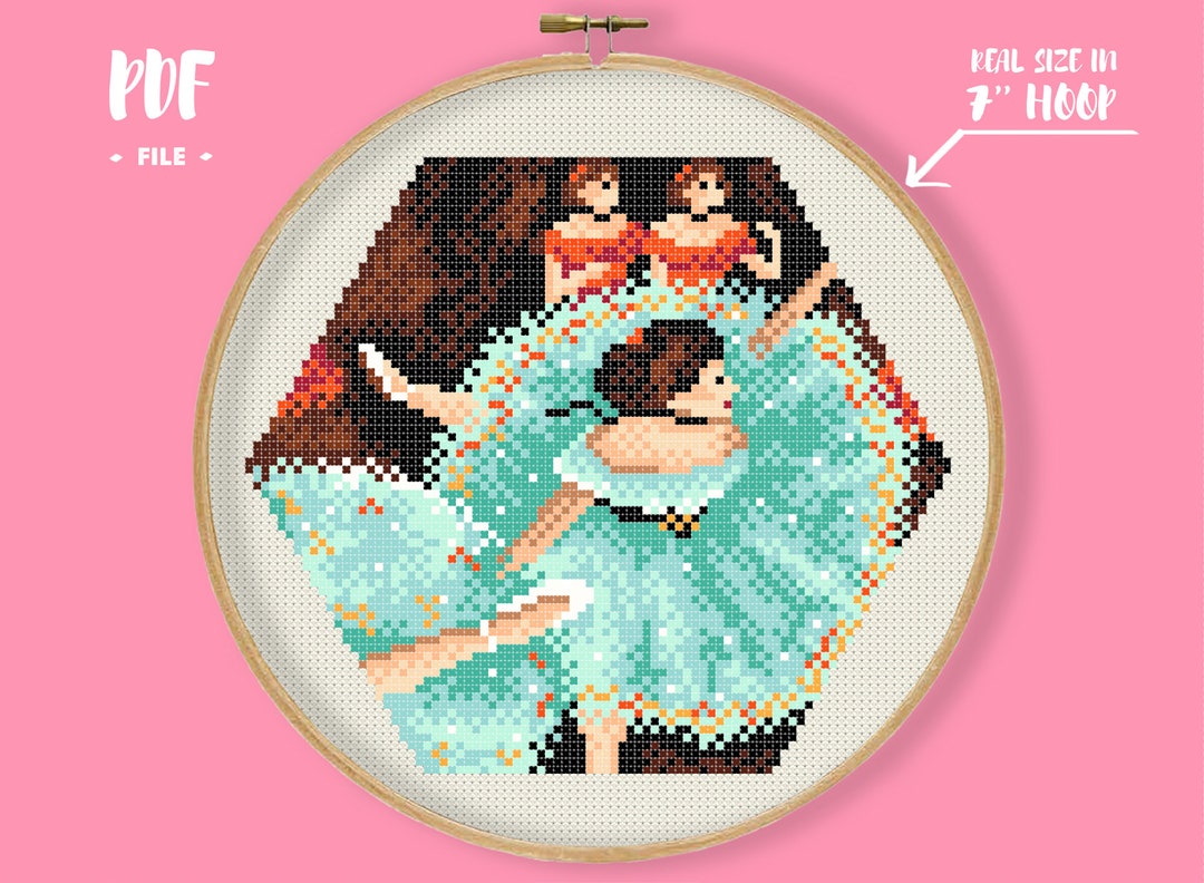 Degas Ballet Dancers 2 Cross Stitch Pattern, Hexagonal Great Artist ...