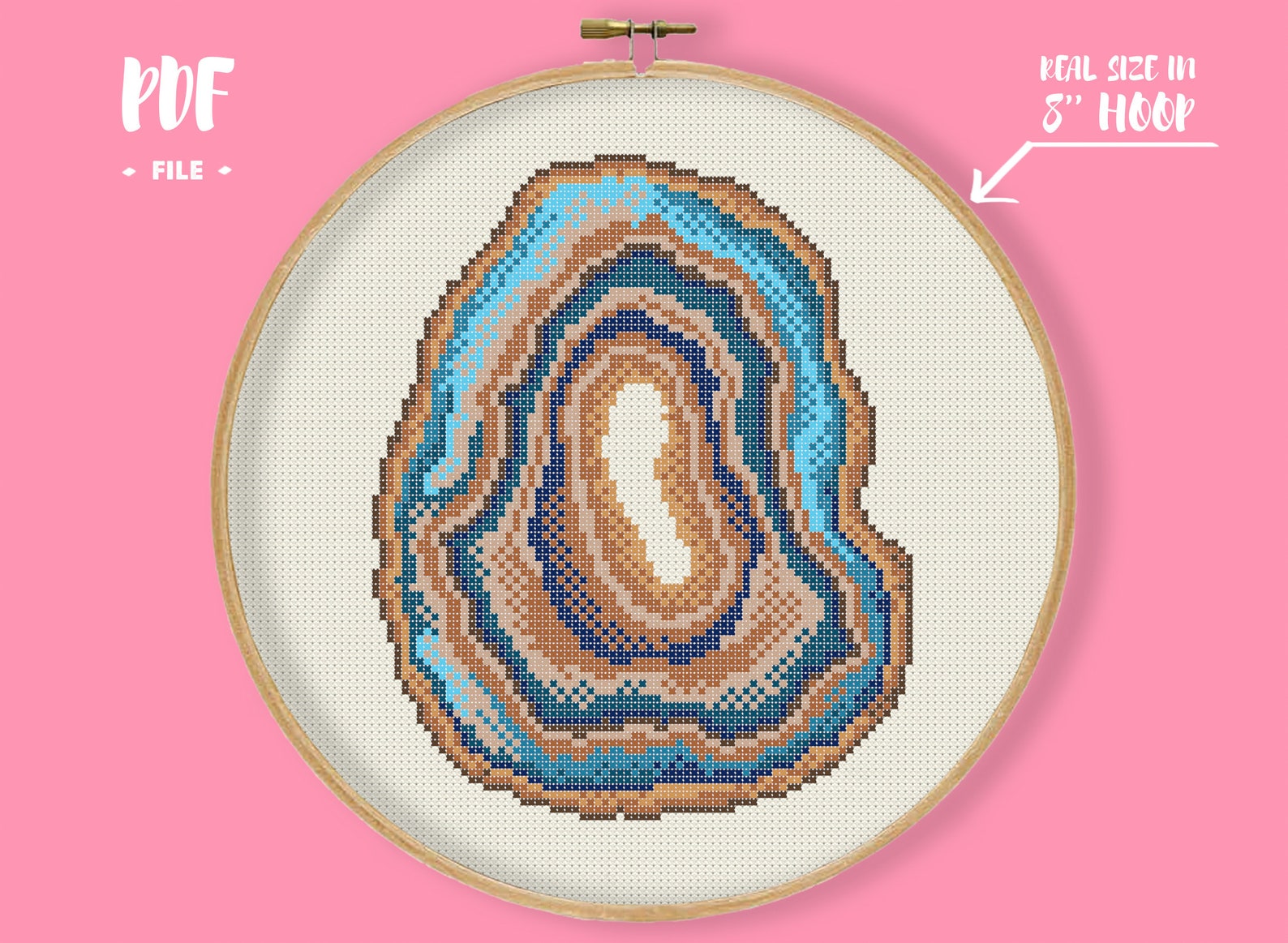 Geode 2 Cross Stitch Pattern, Natural Rock Mineral Embroidery, Crystal ...