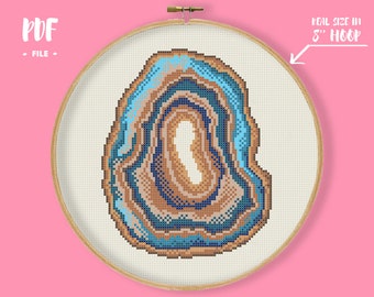 Geode 3 Cross Stitch Pattern Natural Rock Mineral Embroidery | Etsy