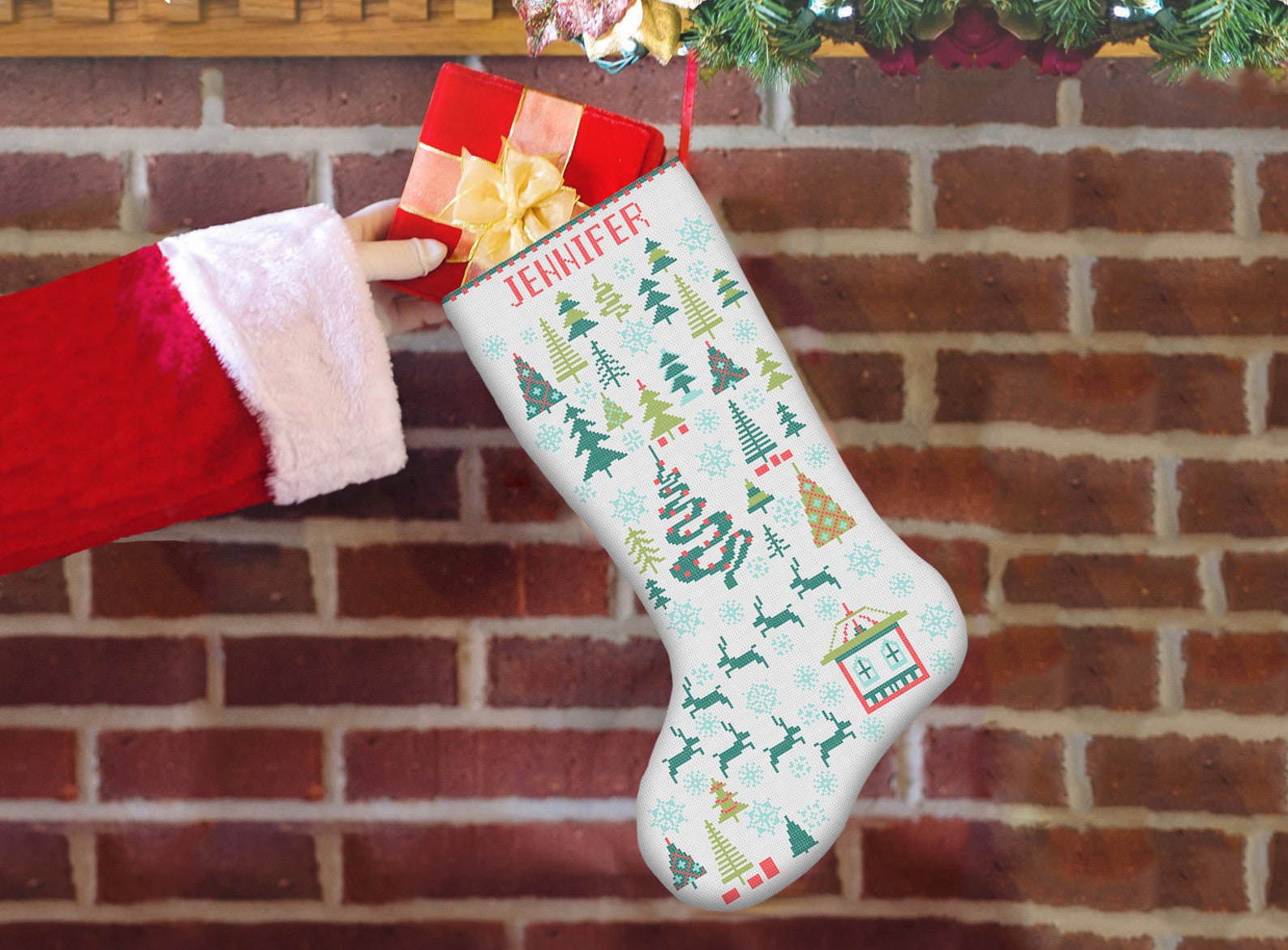 Christmas Stocking 1 Cross Stitch Pattern, Santa Christmas Eve ...