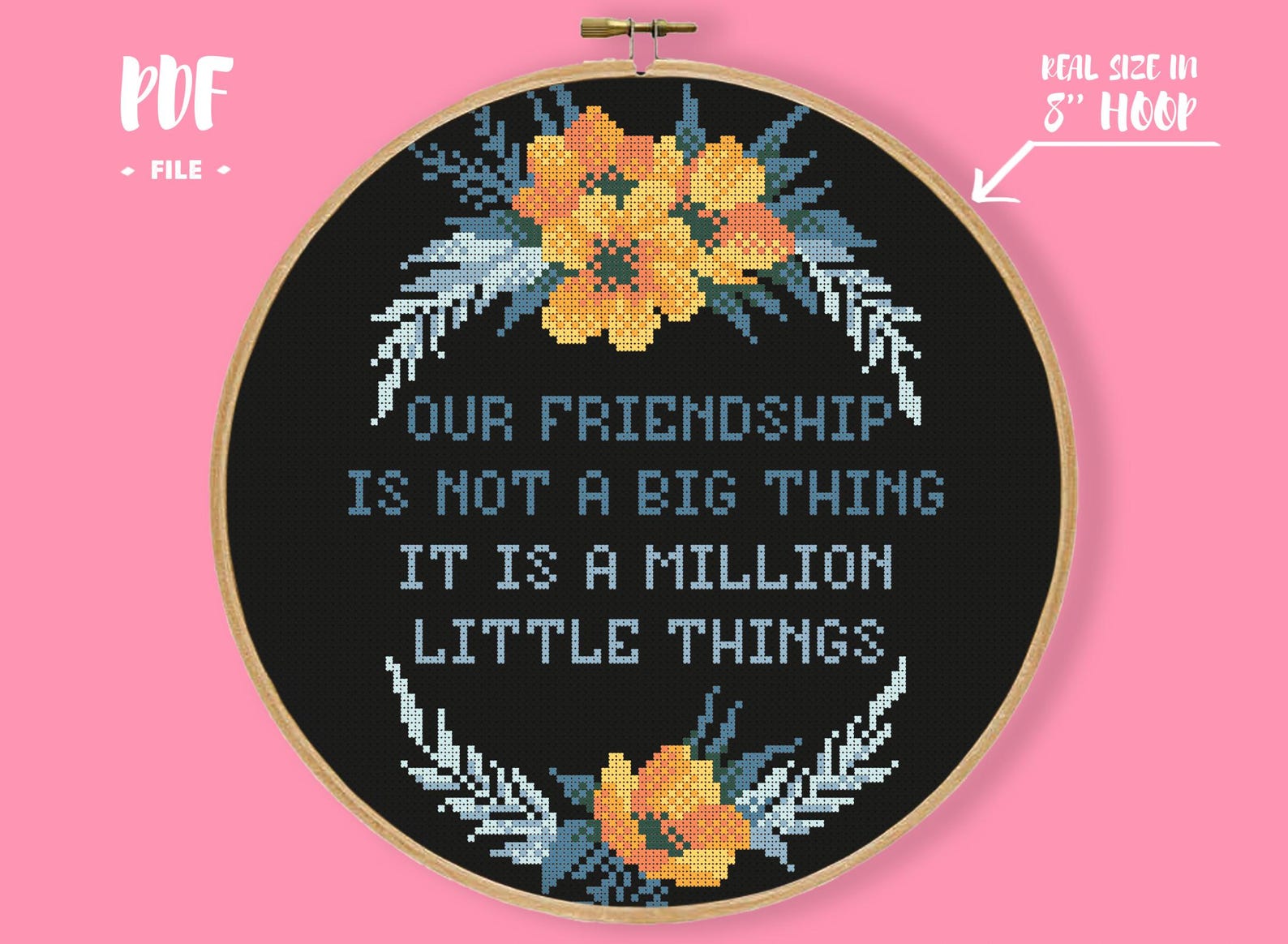 Our Friendship Cross Stitch Pattern, Friend Present Embroidery, Cute ...