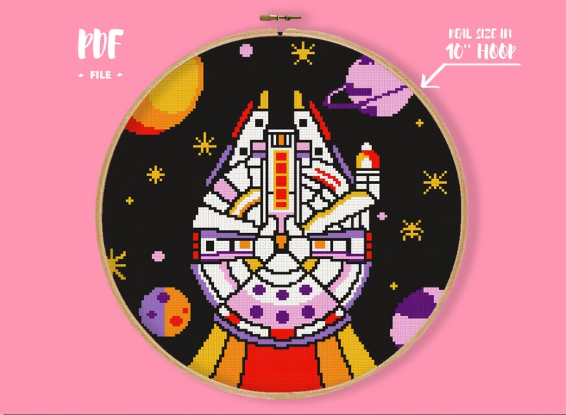 Space Ship 1 Cross Stitch Pattern the Force Embroidery | Etsy
