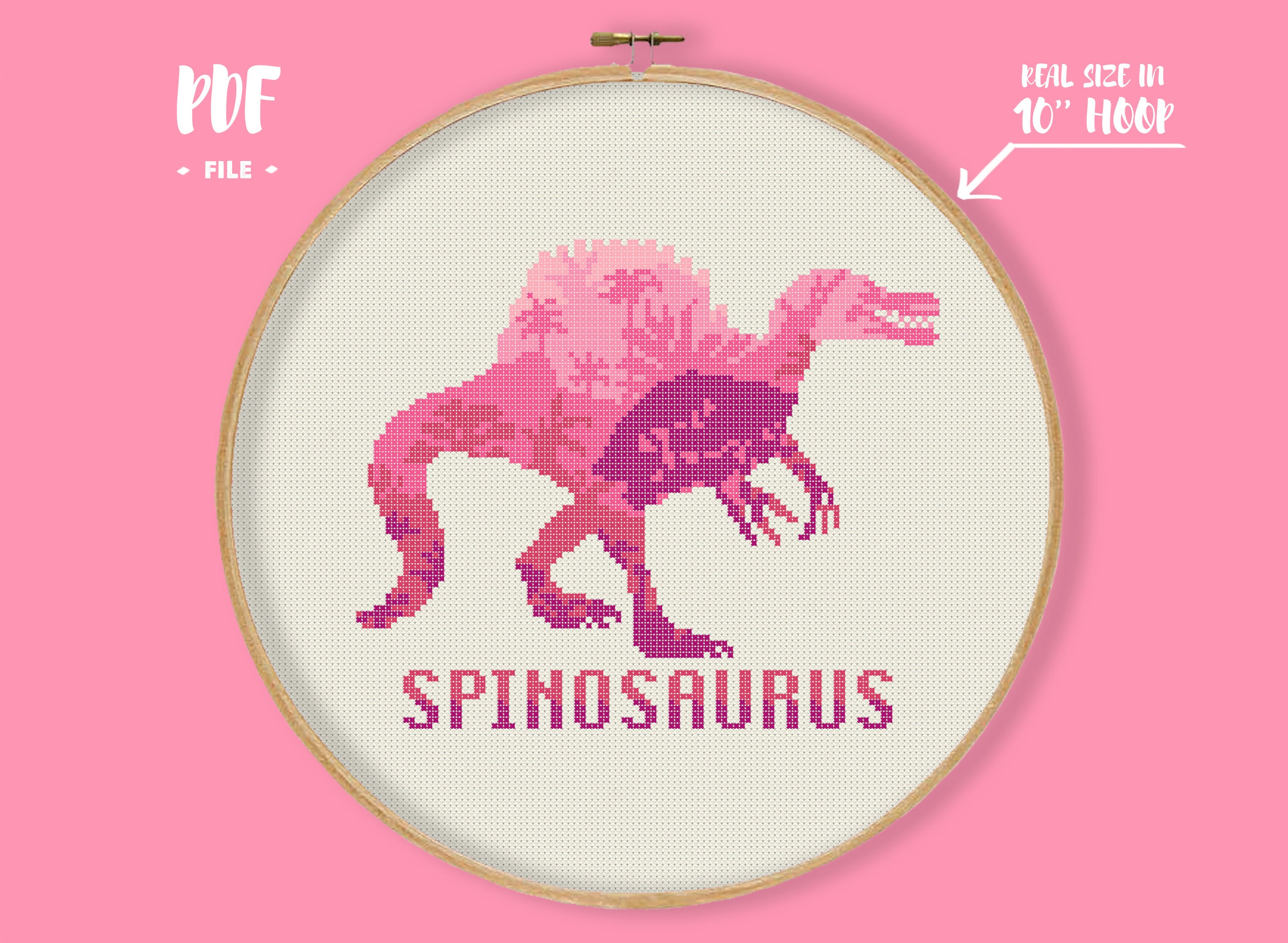 Spinosaurus Dinosaur Cross Stitch Pattern Pink Dino - Etsy