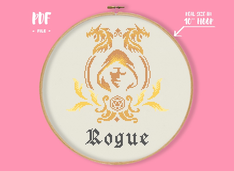 RPG Rogue Cross Stitch Pattern, Role Play Tabletop Embroidery, Dnd ...