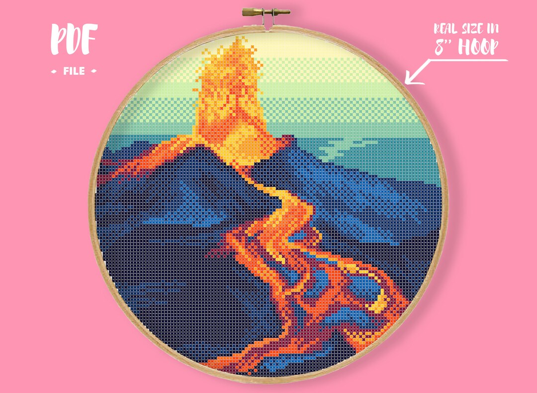 Hawaii Volcanoes National Park Cross Stitch Pattern, Nature Wild ...