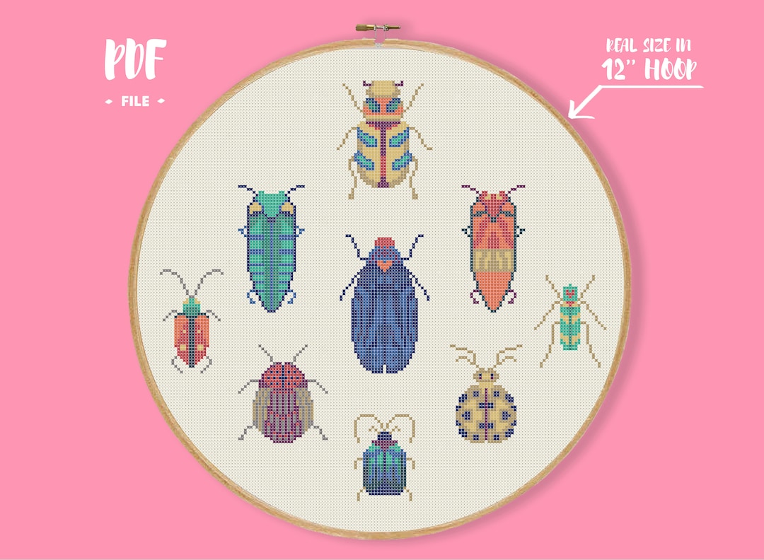 Bug Beetle Cross Stitch Pattern, Insect Embroidery, Nature Biology ...