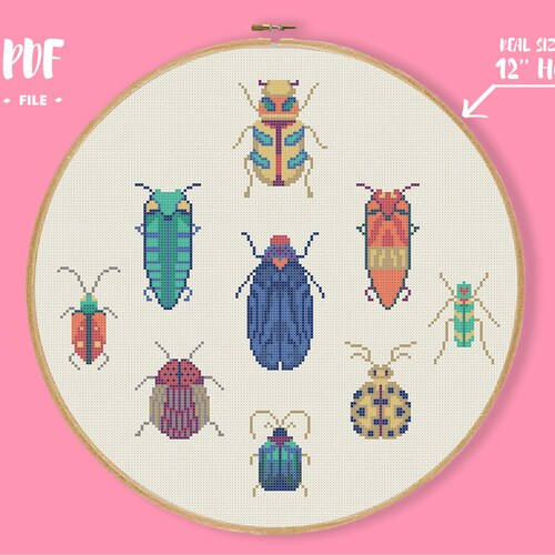 Bug Beetle Cross Stitch Pattern Insect Embroidery Nature - Etsy