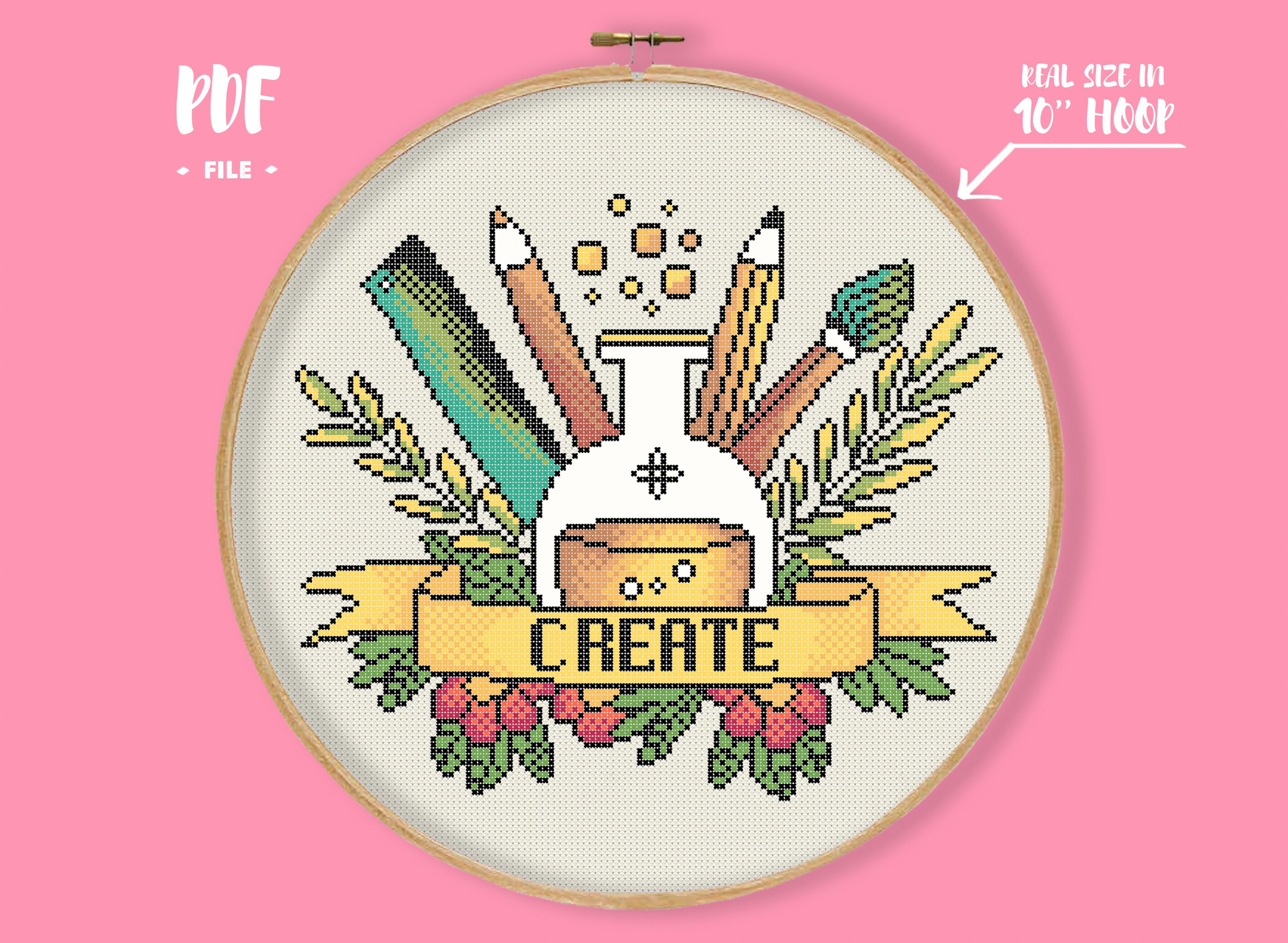 Create Cross Stitch Pattern, Floral Artist Embrodery ,pensil Brush ...