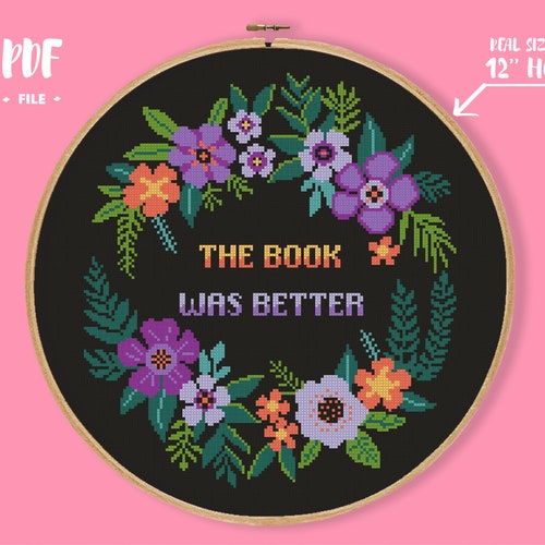 The Book Was Better Cross Stitch Pattern Cute Book Quote - Etsy