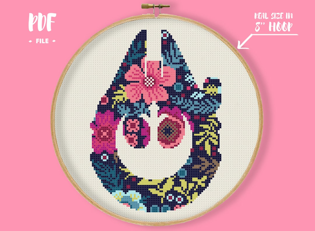 Floral Ship Cross Stitch Pattern, Space Ship Embroidery, Movie Geek ...