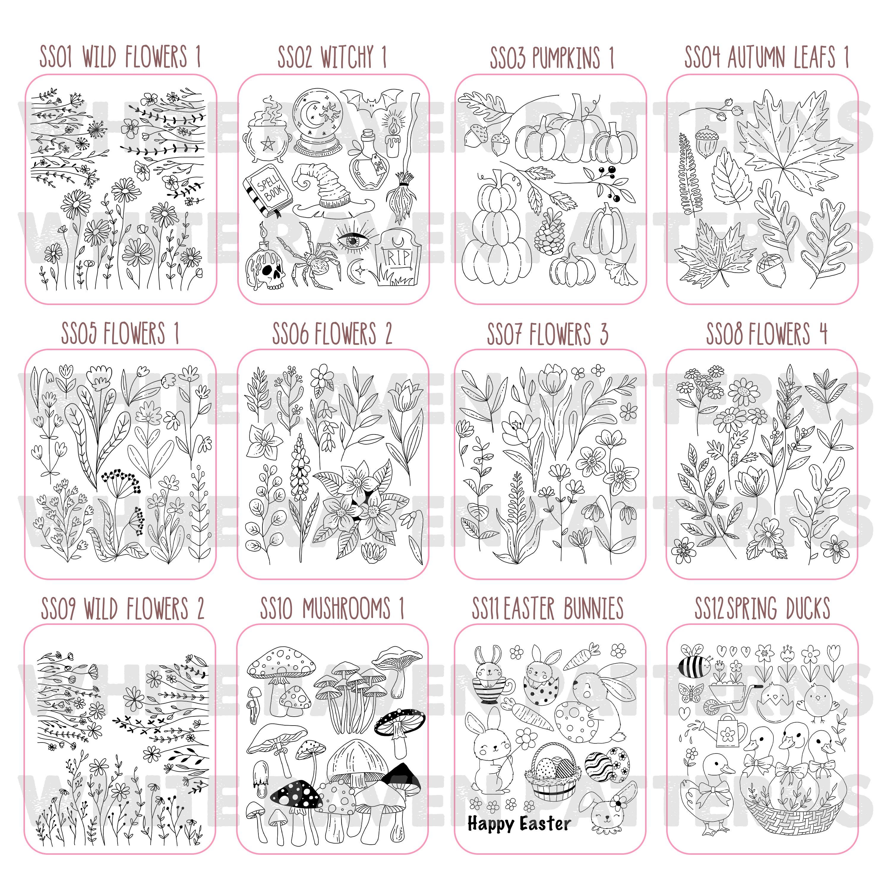 Stick and Stitch Set of 5 or 10, Water Soluble Embroidery Transfers ...