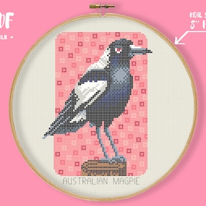 Magpie Bird Collection Cross Stitch Pattern, Cute Realistic Bird ...