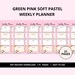 Green Pink Soft Pastel Weekly Planner - Etsy