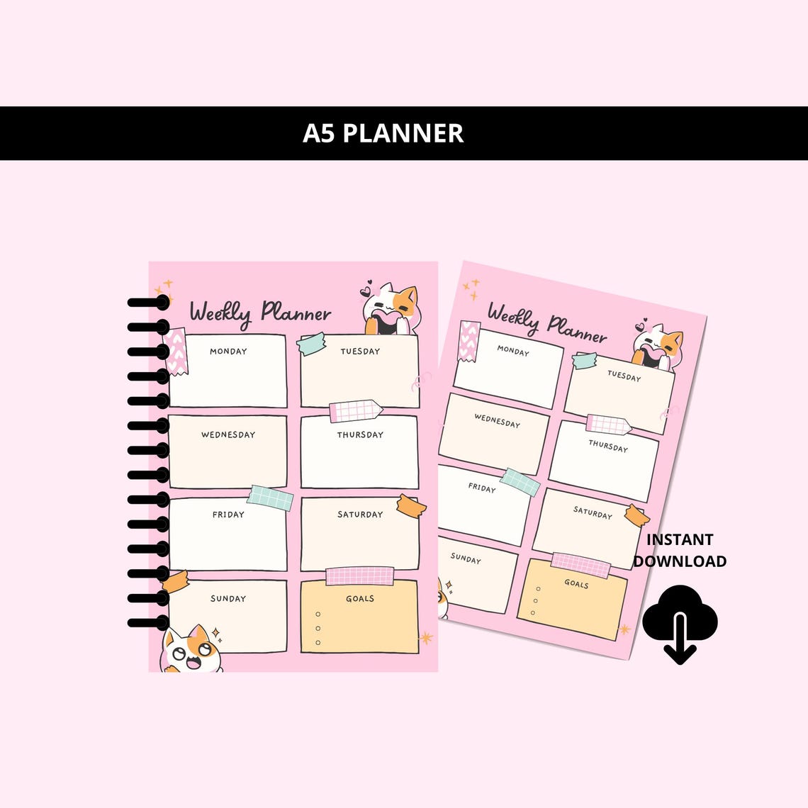 Green Pink Soft Pastel Weekly Planner - Etsy