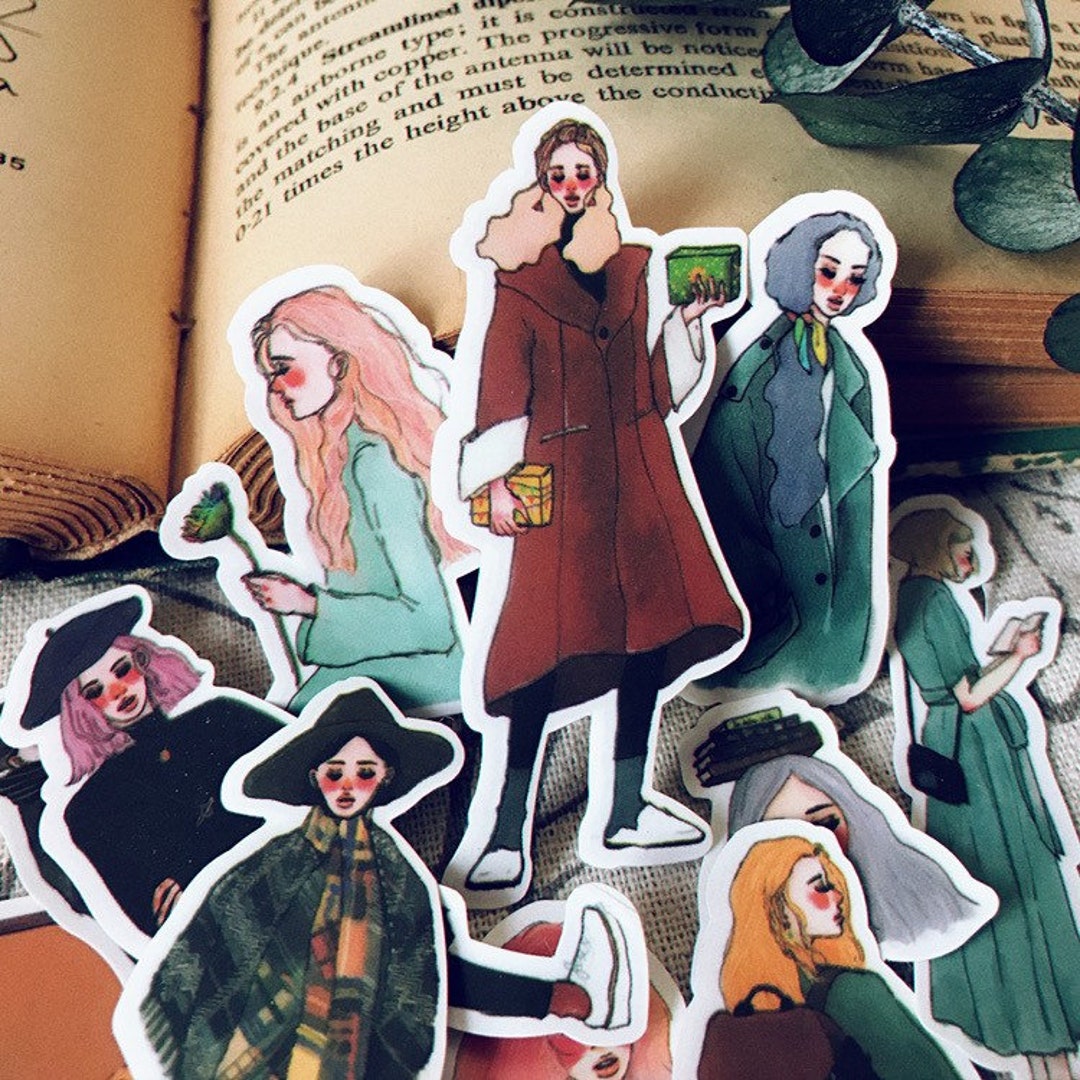 14pcs Lady Girl Stickers Kit 4, La Dolce Vita Style Stickers,ephemera ...