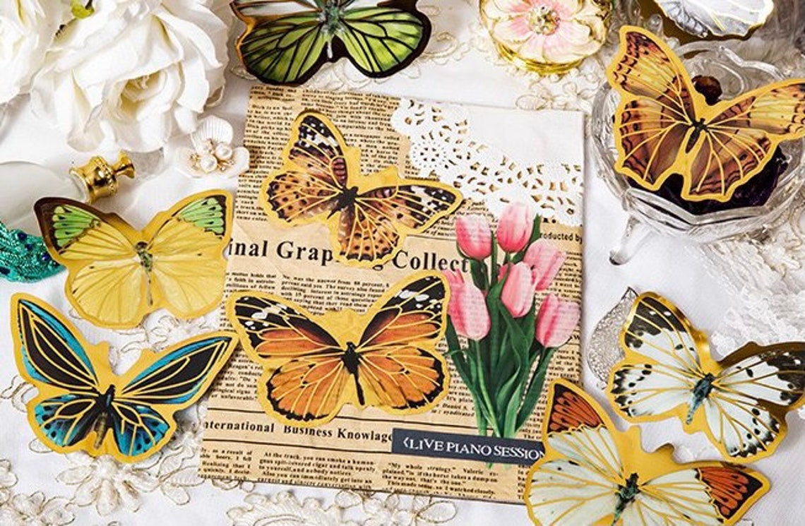 10pcs Extra Large Butterfly Sticker,gold Foil Butterfly Sticker ...