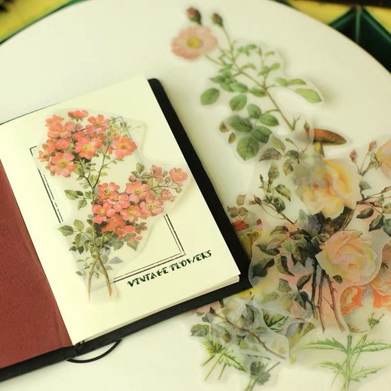 40 Pcs Vintage Flower Stickers Pack Ajunk Journal - Etsy