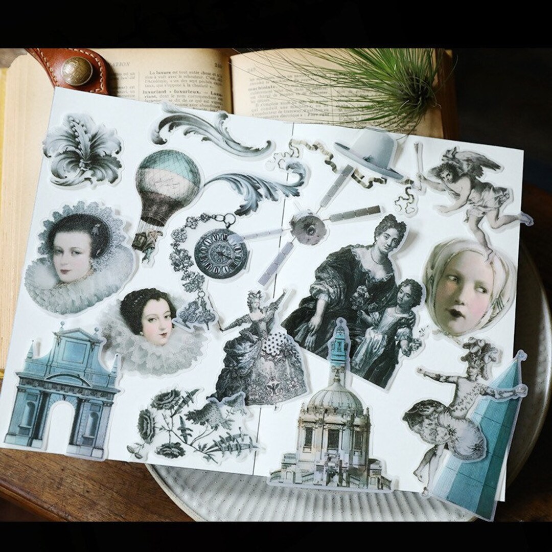 55pcs Vintage Ephemera Stickers,classical Copperplate Painting Sticker ...