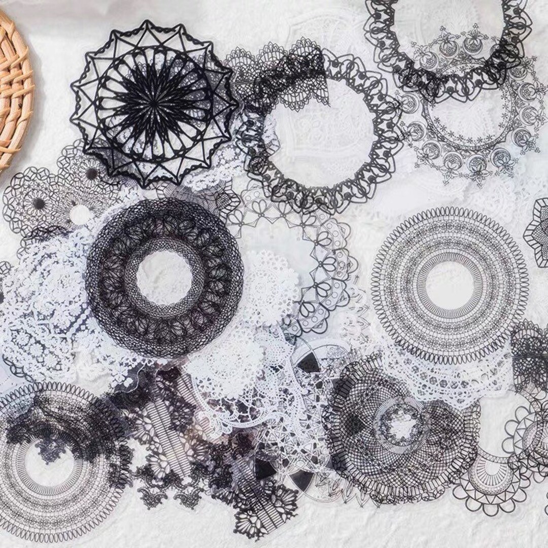 30 Lace Sticker,black & White Sticker,lace Frame Sticker,ephemera ...