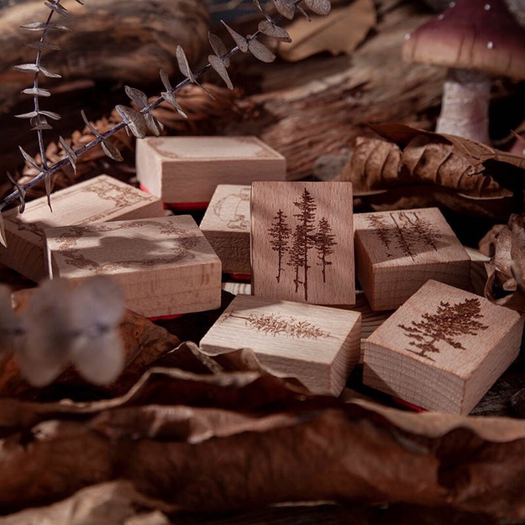 Forest Wooden Stamps,tree Wooden Rubber Stamps,frame Rubber Stamp ...