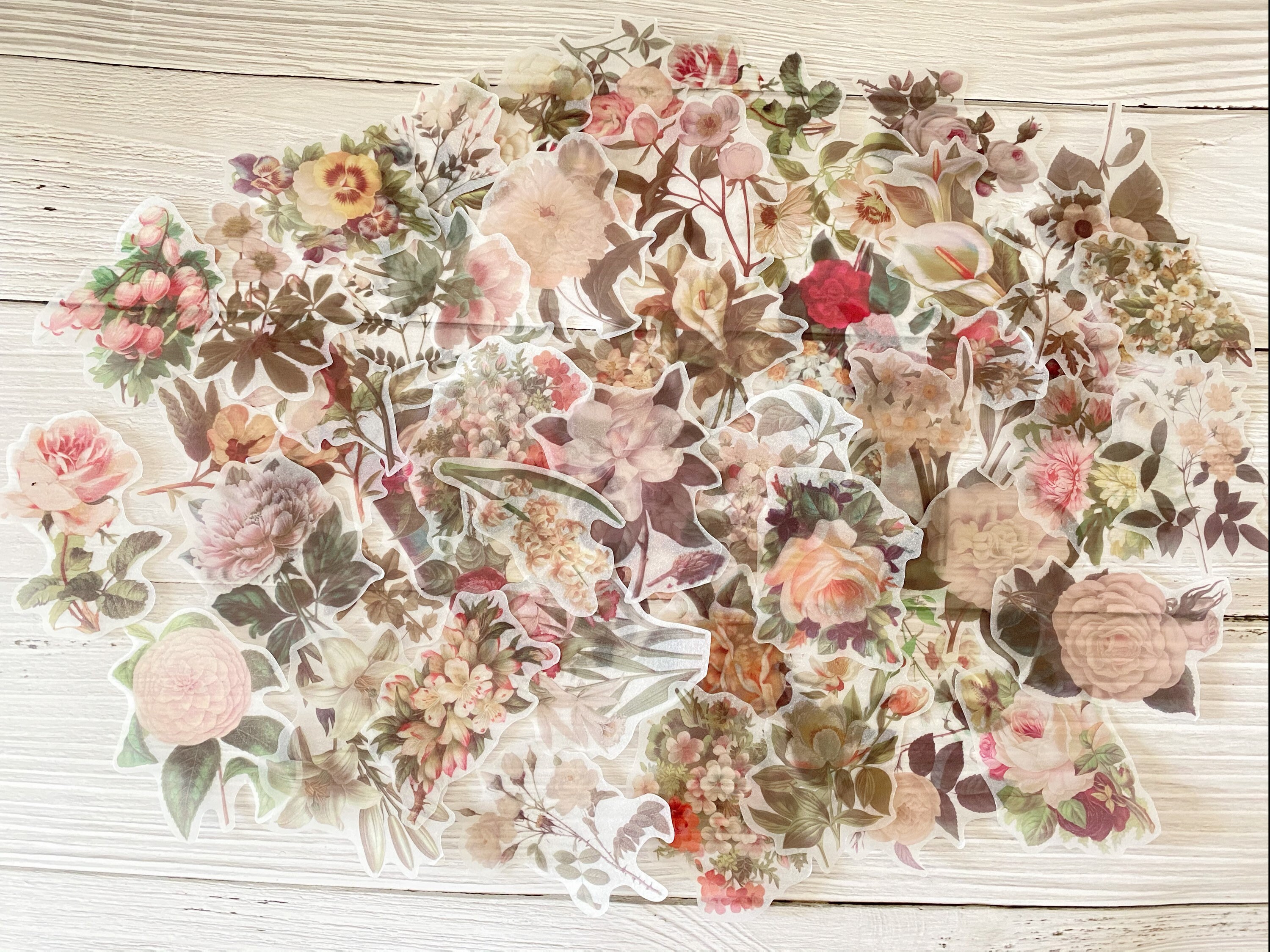 55Pcs Vintage White Flower StickerLarge Size Floral Sticker - Etsy.de