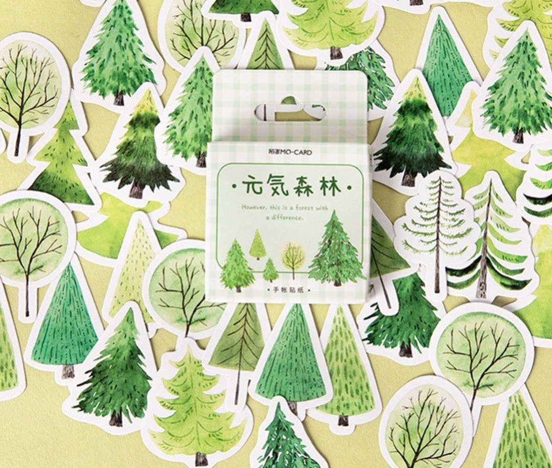 46Pcs Tree Sticker,Pine Tree Sticker,Forest Sticker Box Set,Decorative ...