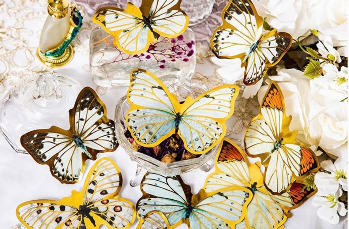 10pcs Extra Large Butterfly Sticker,gold Foil Butterfly Sticker ...