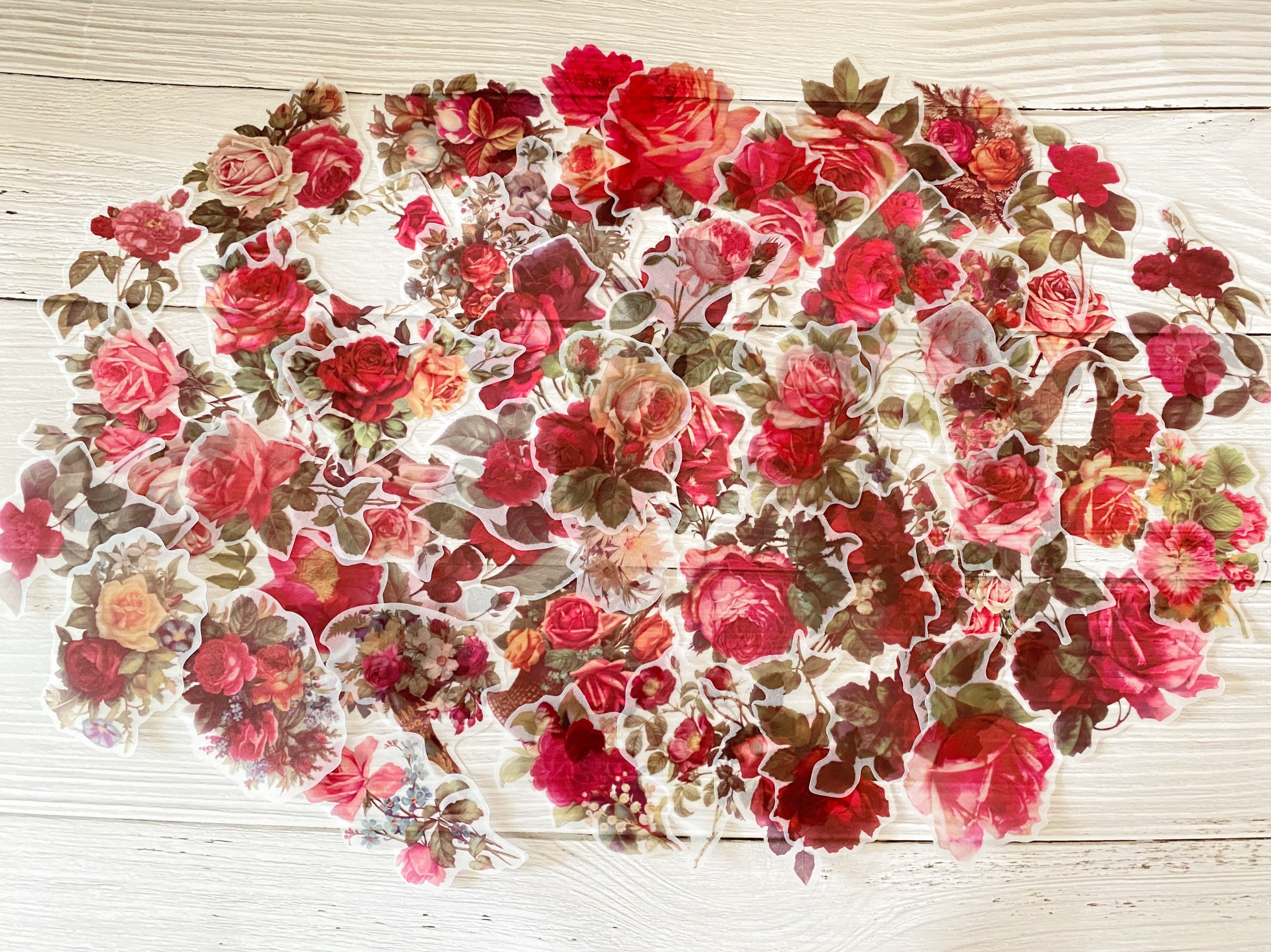 55Pcs Vintage Rose StickerLarge Size Floral Sticker Pack | Etsy