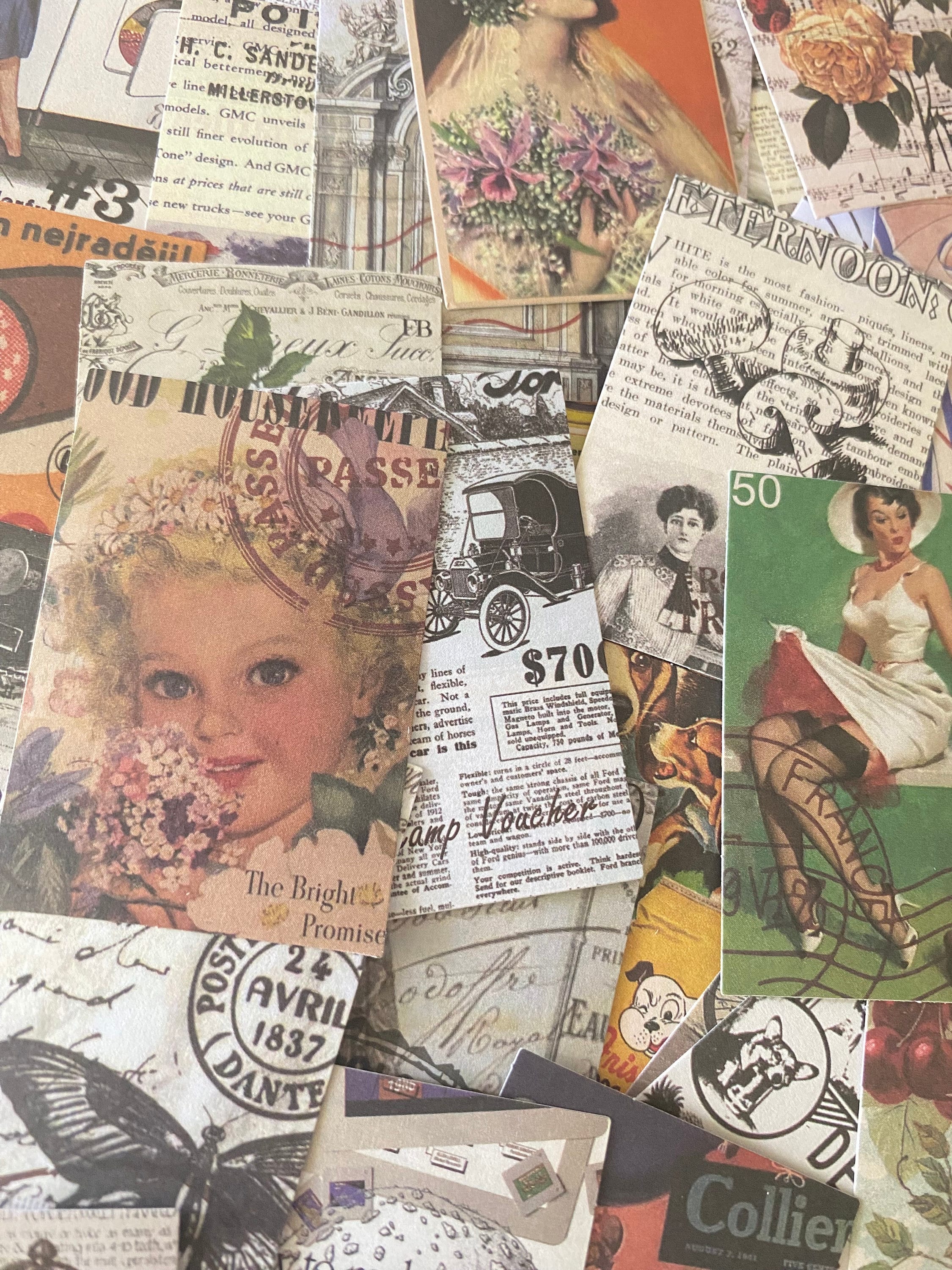 100pcs Vintage Poster Collage Paper Decorative for Journal Ephemera ...