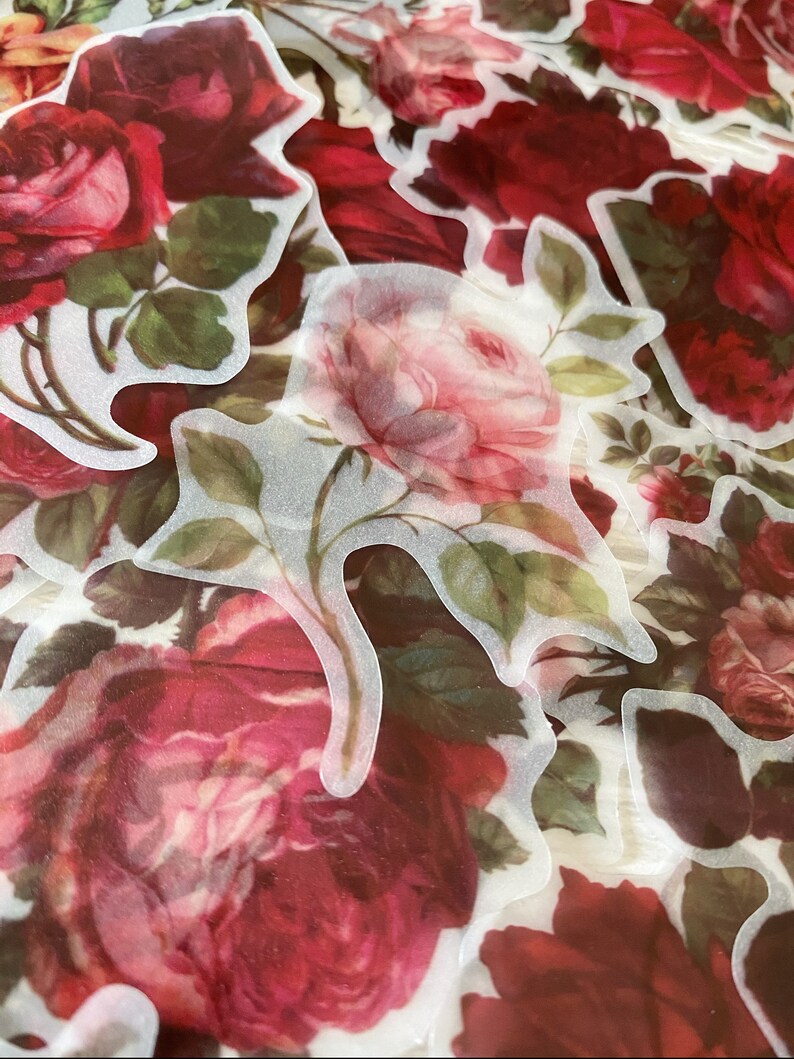 55pcs Vintage Rose Stickerlarge Size Floral Sticker Pack | Etsy