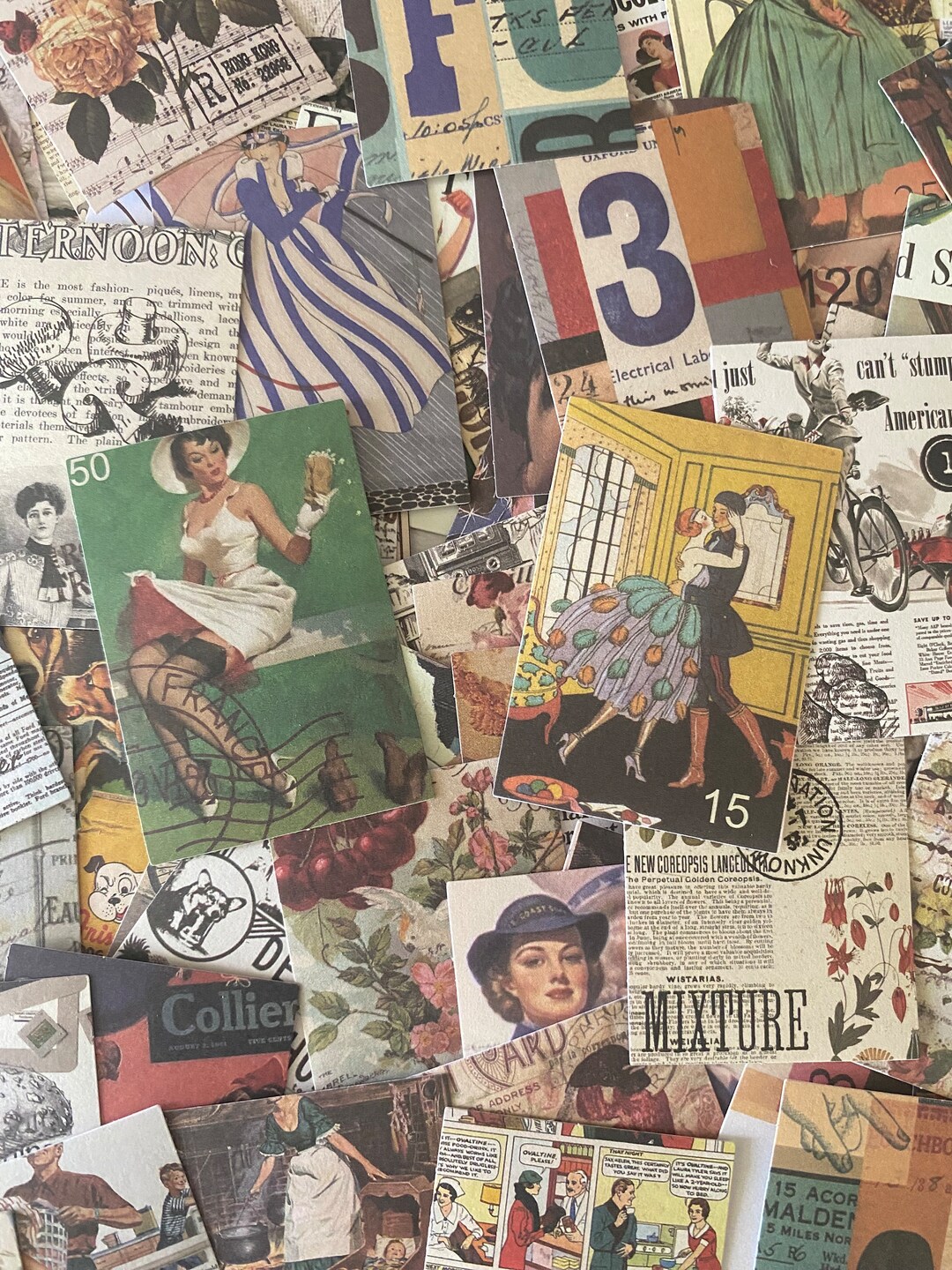 100pcs Vintage Poster Collage Paper Decorative for Journal Ephemera ...