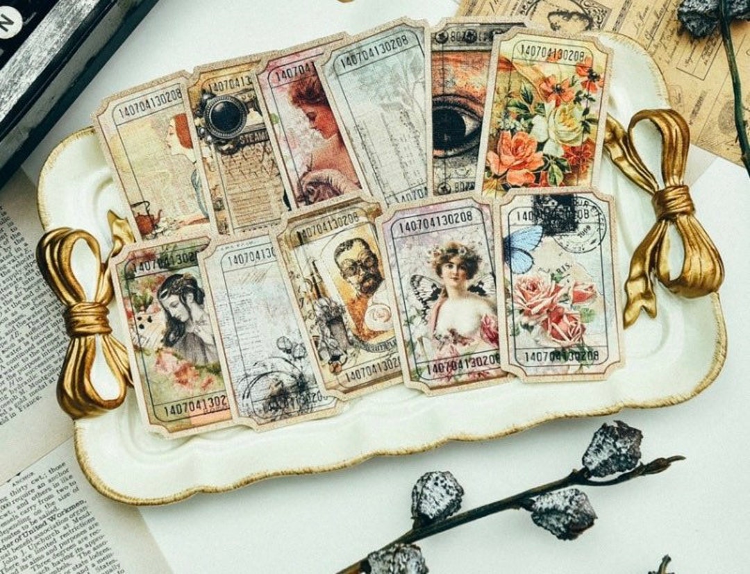 80pcs Vintage Collage Card,vintage Tickets Card,ephemera Paper Box Set ...