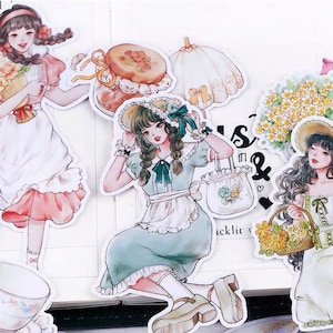 15pcs Sweet Girl Sticker,sunshine Girl Stickers Pack,die-cut Sticker ...