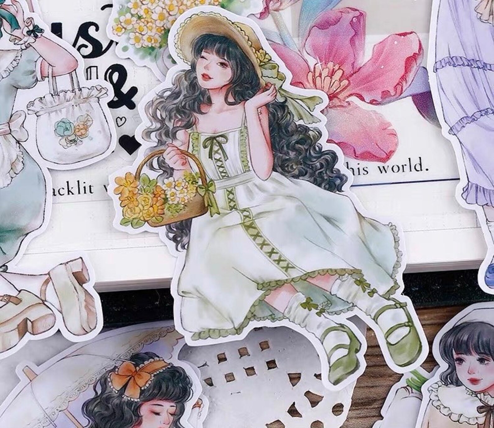 15pcs Sweet Girl Sticker,sunshine Girl Stickers Pack,die-cut Sticker ...