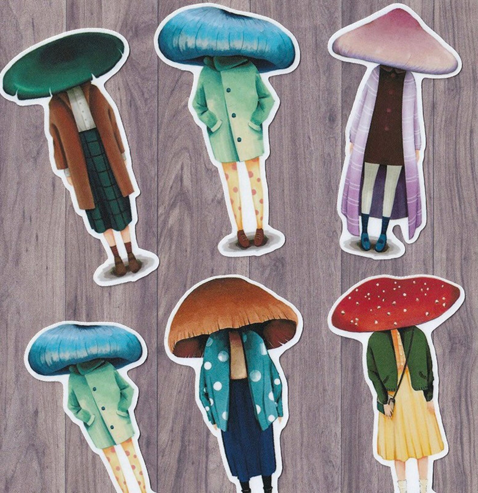 15 Pcs Mushroom Head Girl StickerVintage Mushroom Sticker | Etsy