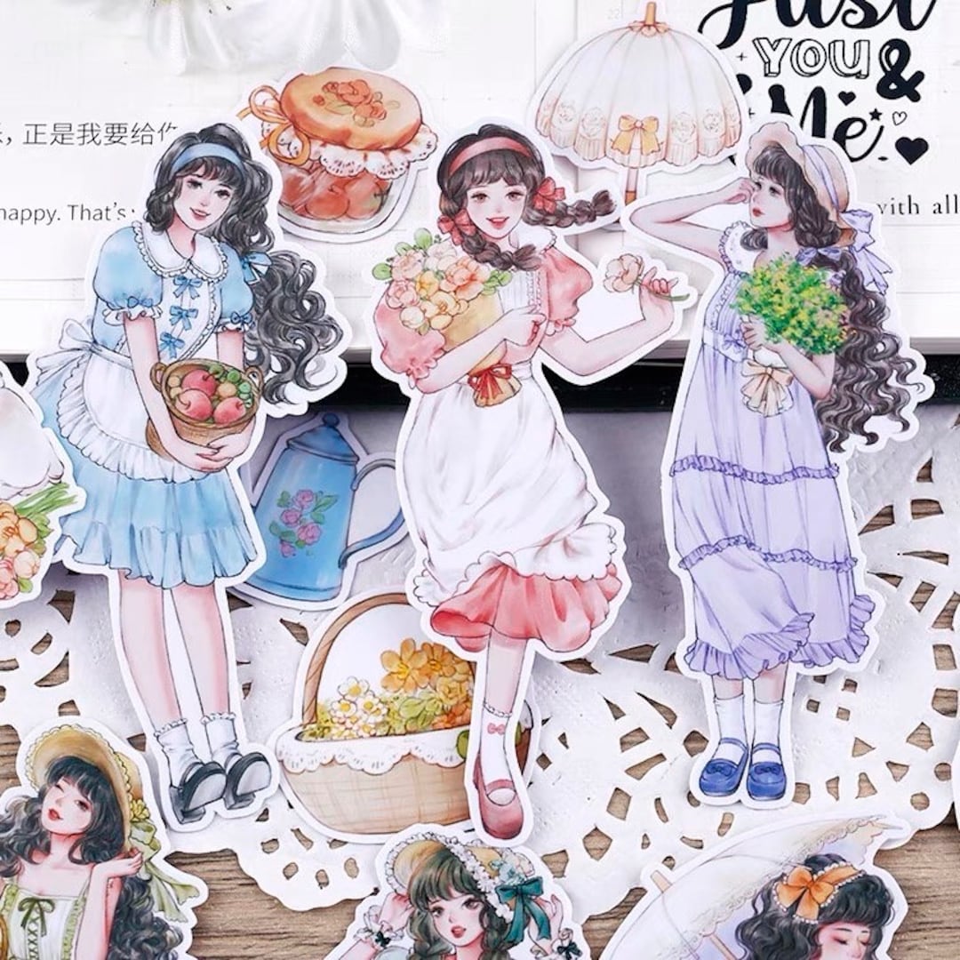 15pcs Sweet Girl Sticker,sunshine Girl Stickers Pack,die-cut Sticker ...