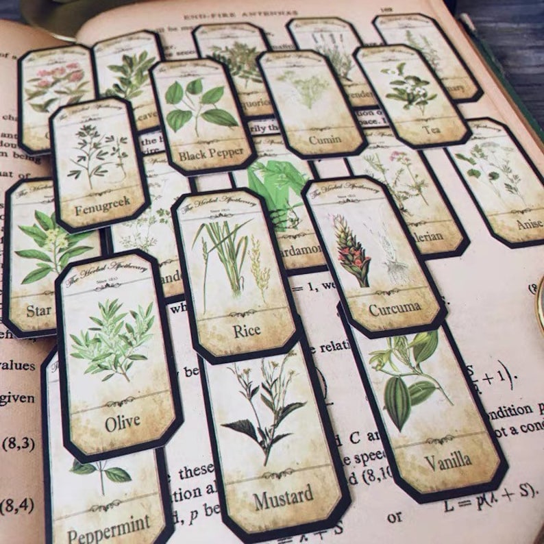 20pcs Herbal Apothecary Stickers Botanical Sticker Packjunk | Etsy