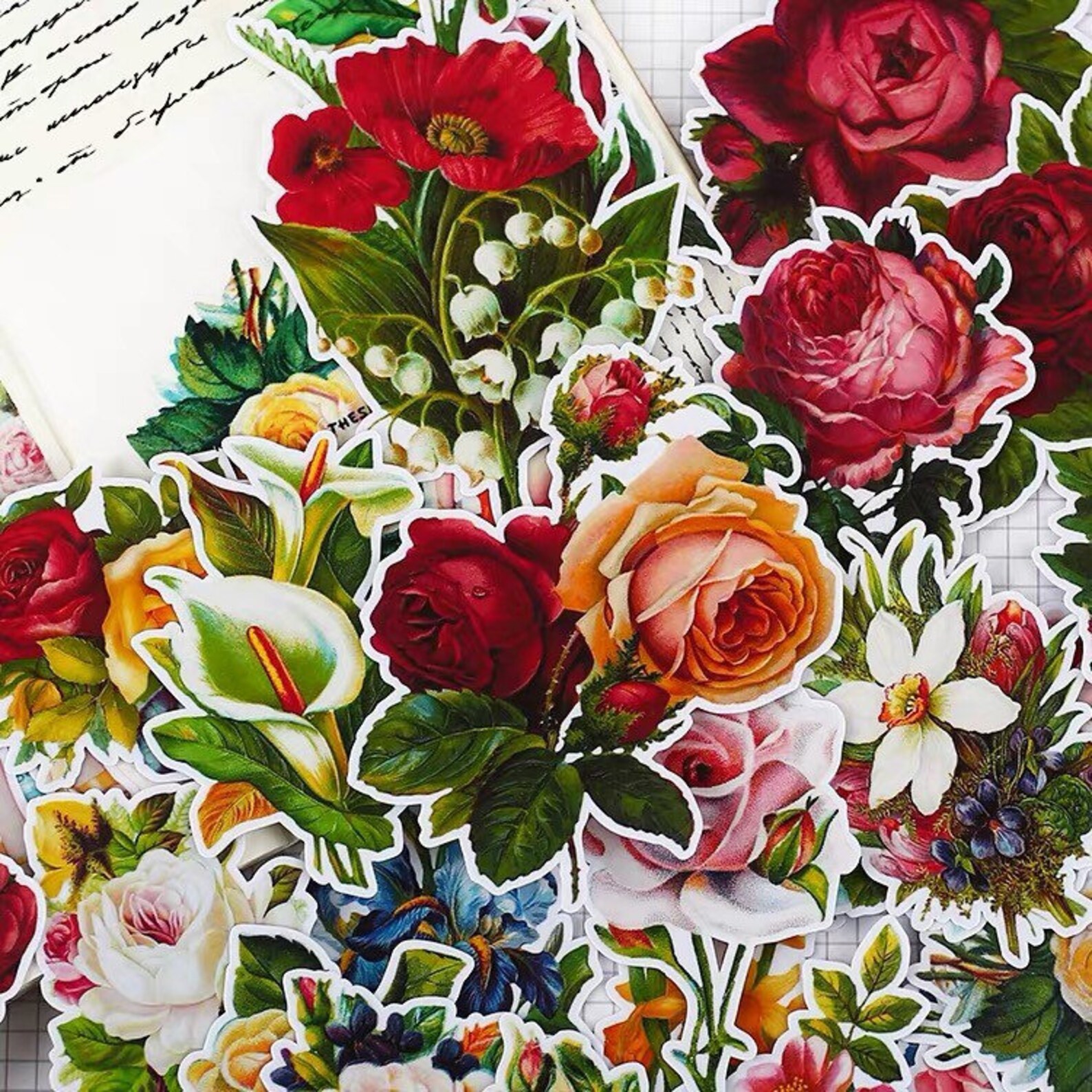 36pcs Vintage Flower Sticker Pack Blarge Floral Stickercraft - Etsy