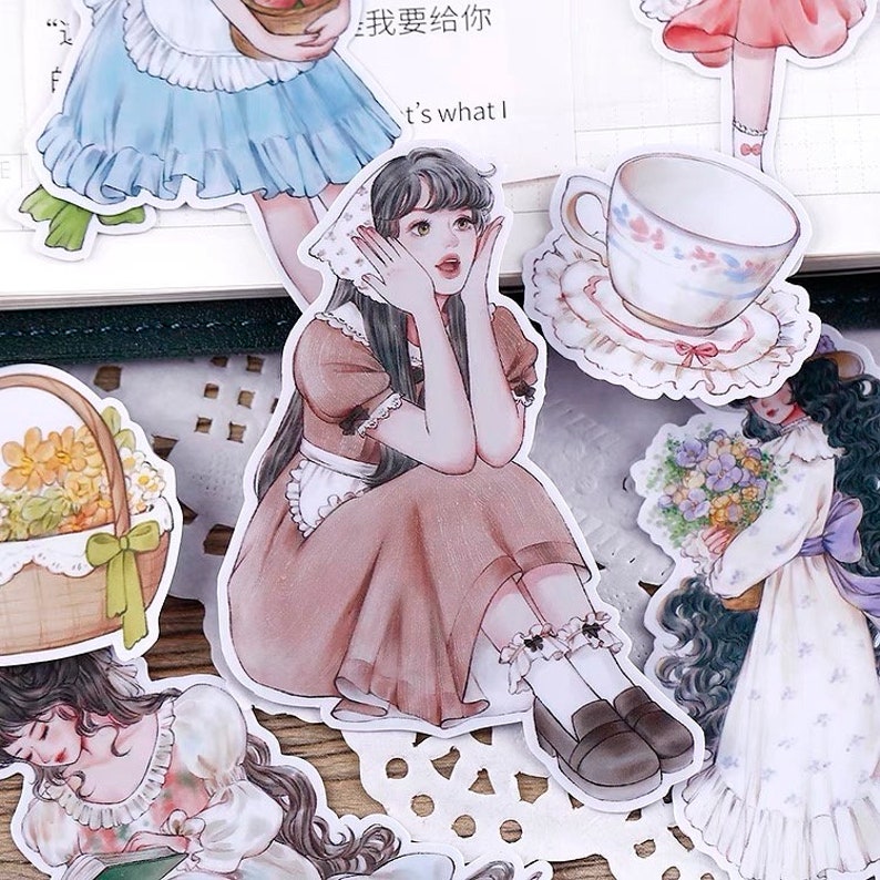15pcs Sweet Girl Sticker,sunshine Girl Stickers Pack,die-cut Sticker ...
