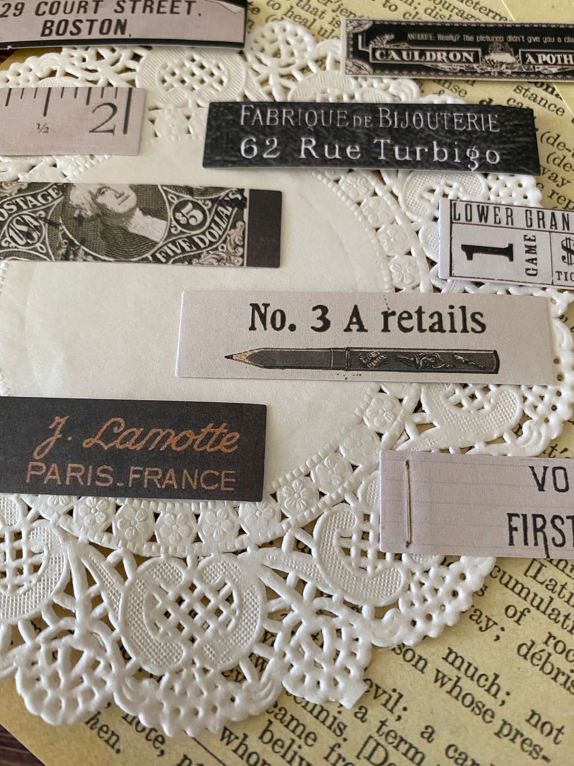 20pcs Vintage Words Sticker Ephemera Stickers Scrap Paper Sticker ...