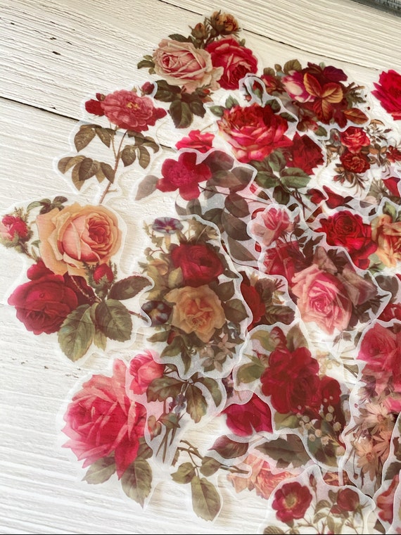 55pcs Vintage Rose Stickerlarge Size Floral Sticker Pack | Etsy